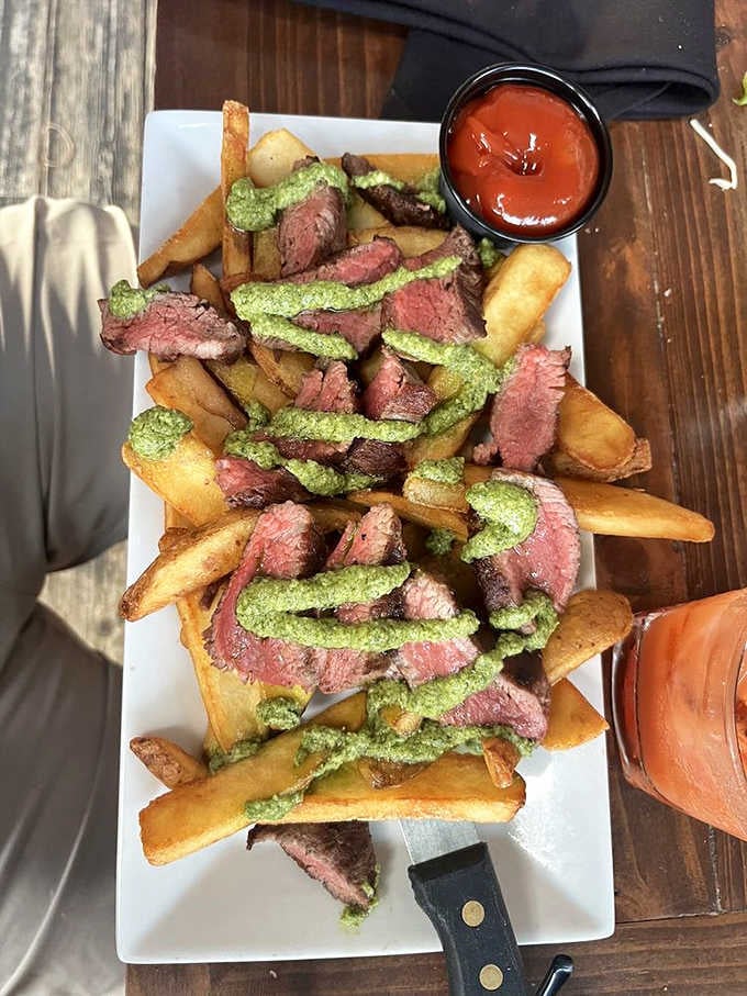 Steak and fries with chimichurri sauce, because sometimes simple ingredients create the most spectacular flavor explosions around.