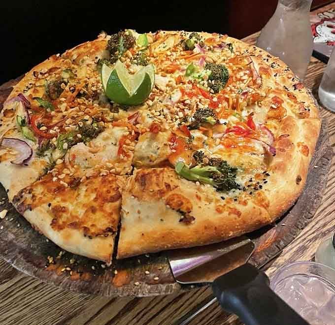 Thai spices meet Italian tradition on this creative pie that'll make your taste buds do a happy dance.