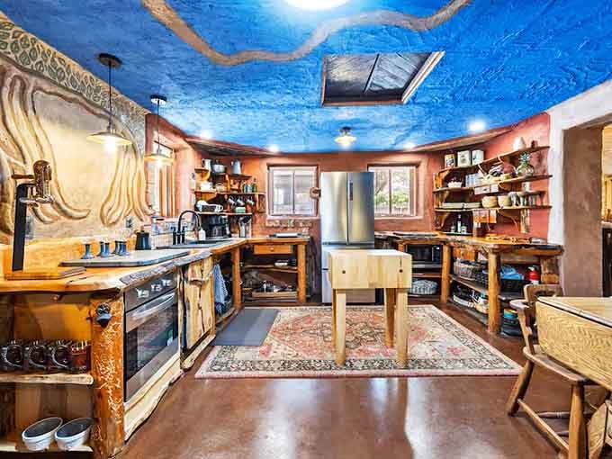 The kitchen ceiling painted like sky proves hobbits understood the importance of good lighting.