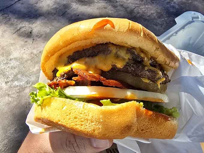 When your burger cross-section looks this good, you know someone's doing something right in that kitchen.