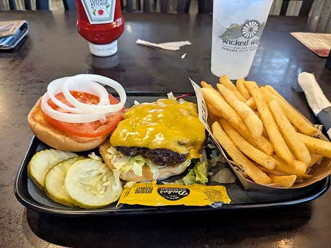 That cheeseburger looks like it could solve most of life's problems, or at least make you forget them temporarily.