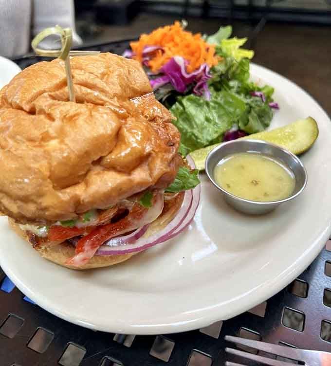 That salmon sandwich isn't playing around; it's here to redefine your entire relationship with fish.