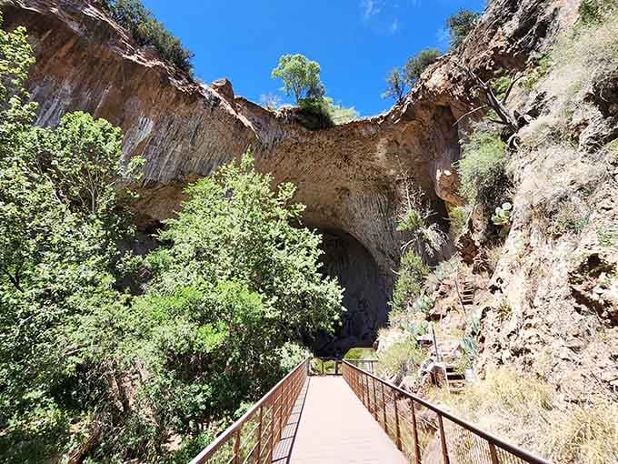 Metal walkways guide explorers safely through the canyon, making adventure accessible without sacrificing the wild beauty.
