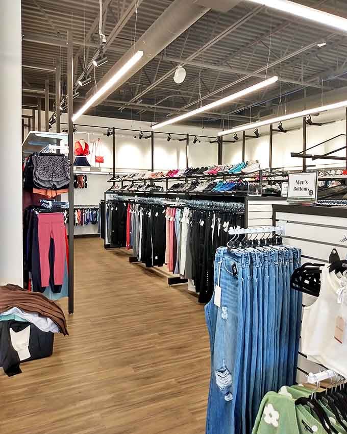 Bottoms organized by size and style, making jean shopping less archaeological expedition and more actual pleasant experience.