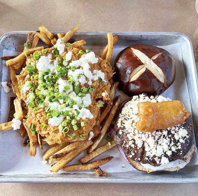 The Lamburger brings Mediterranean flavors to American comfort food, and somehow it all just works beautifully together.