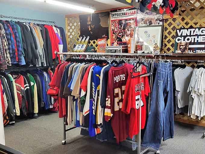 Sports jerseys and vintage threads create a collector's paradise for anyone who loves retro athletic wear.