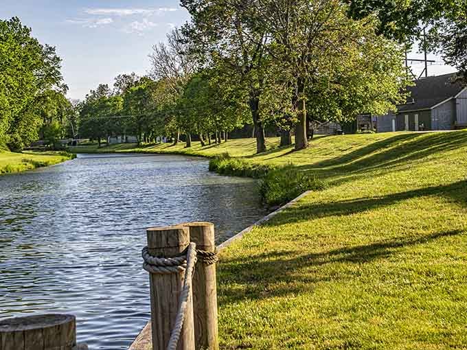 Golden hour transforms the canal into a mirror, doubling the beauty for absolutely no extra charge.