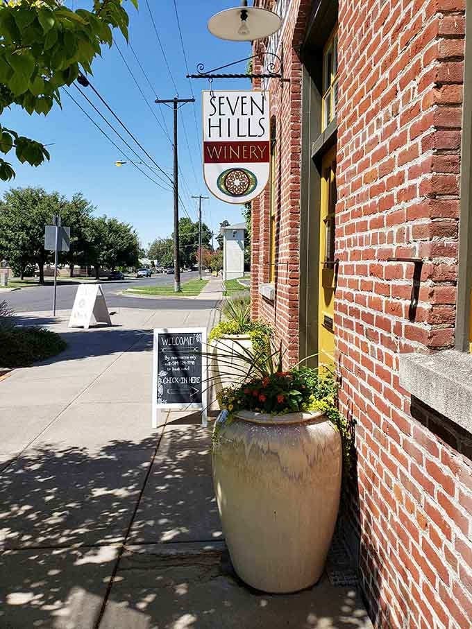 Seven Hills Winery's brick facade whispers that serious wine doesn't require pretentious architecture or intimidating tasting rooms.