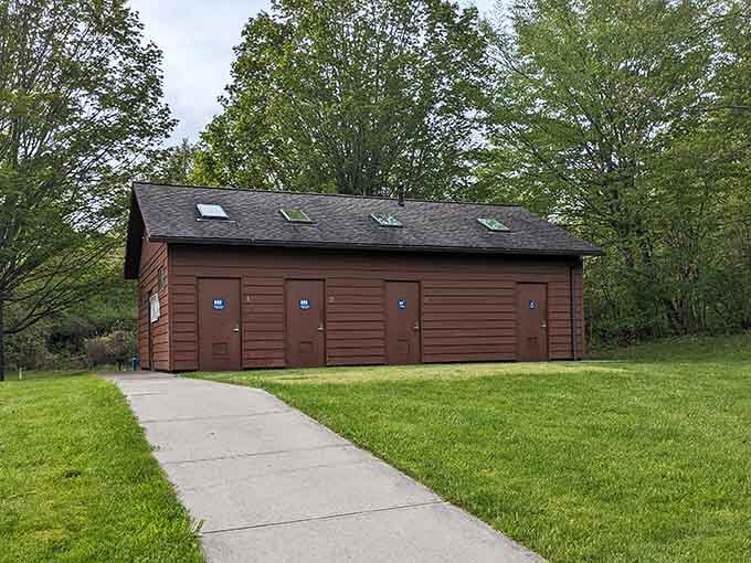 Even the facilities here blend into nature, because nobody wants their bathroom break to clash with the scenic vibe.