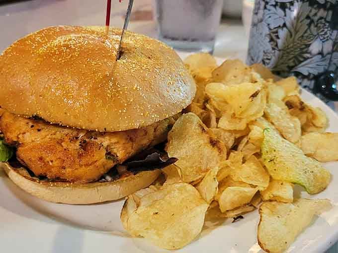This chicken sandwich with its golden bun and crispy patty proves simple done right beats fancy every time.