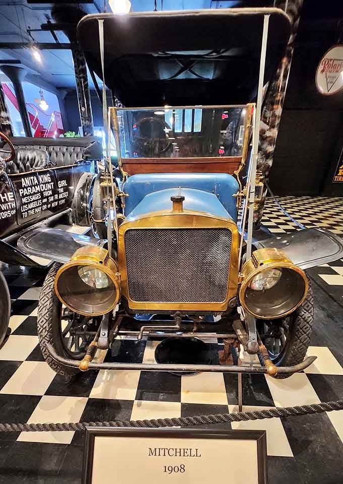 The 1908 Mitchell sits like automotive royalty, proving that great design transcends every era and trend imaginable.