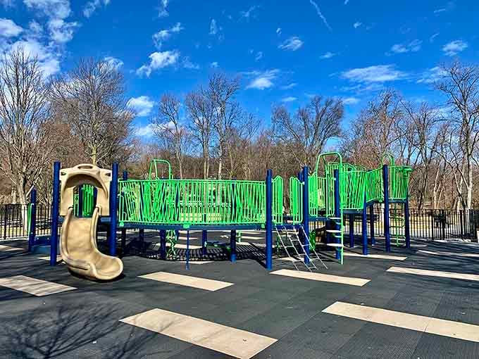 The playground means kids can burn energy on land before attempting to drink the entire bay while swimming.