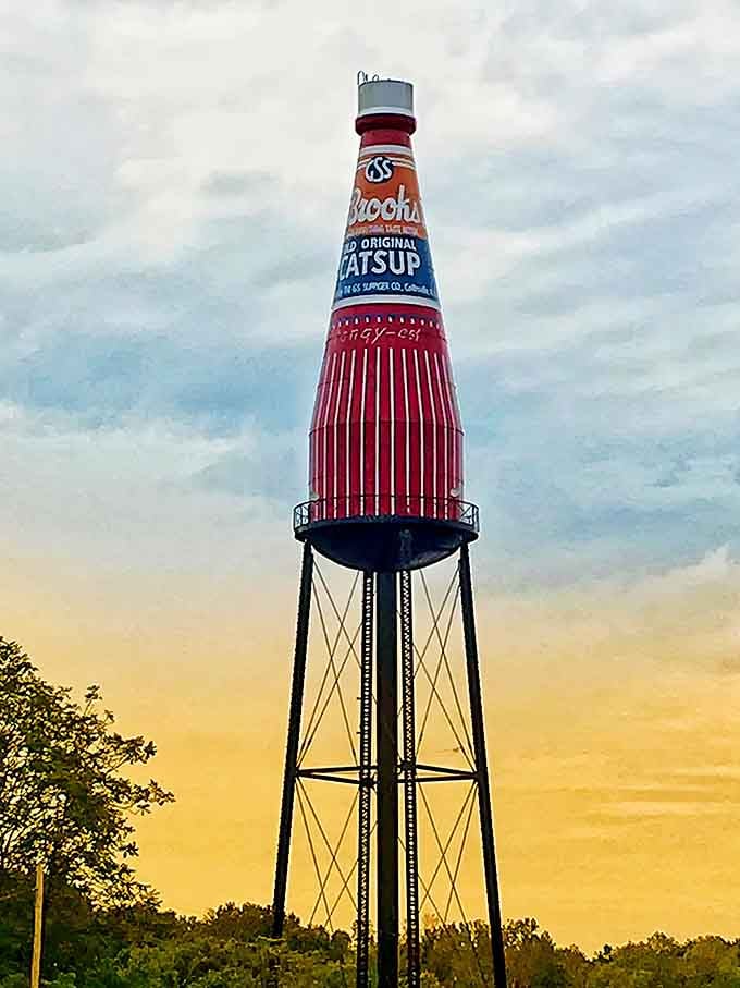 Golden hour transforms this roadside icon into something almost poetic&mdash;almost being the key word here.