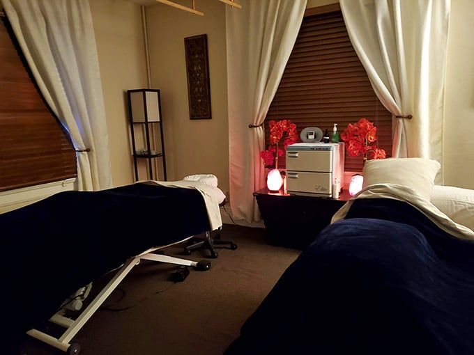 Soft lighting and peaceful vibes create the perfect atmosphere for letting go of everything weighing you down.