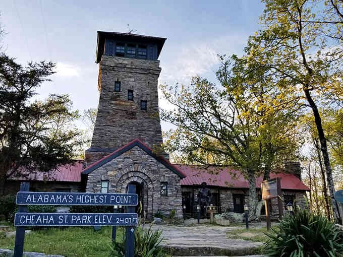The stone tower rises from Alabama's highest peak like something Rapunzel might have called home.