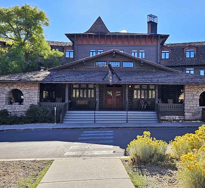 This historic lodge's craftsman architecture and stone details whisper tales of a century welcoming travelers to nature's greatest wonder.