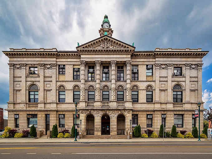 This ornate courthouse facade showcases Elmira's commitment to preserving architectural beauty that tells stories of its prosperous past.