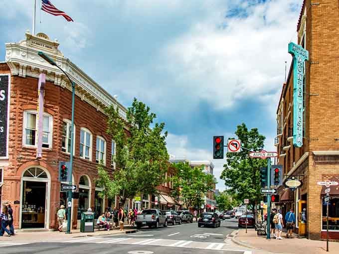 Downtown streets lined with trees and brick sidewalks invite leisurely strolls that feel refreshingly unhurried and peaceful.