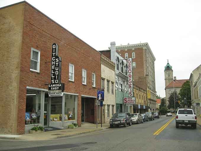Small-town storefronts and quiet streets create the kind of peaceful atmosphere that makes retirement feel like a permanent vacation.