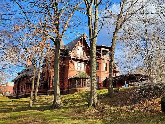 This stunning Victorian mansion's distinctive red brick and elaborate woodwork showcase the literary genius who once called it home.