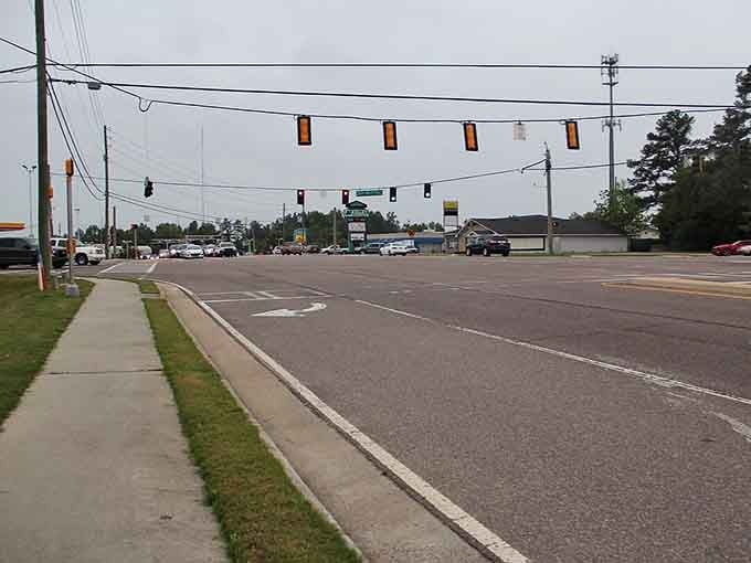 Wide open roads and traffic lights swaying gently overhead define the unhurried pace of Southern living.