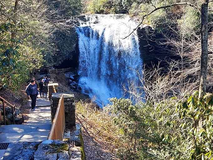 Mingo Falls crashes down in powerful cascades that'll cool you off just by standing near the mist.