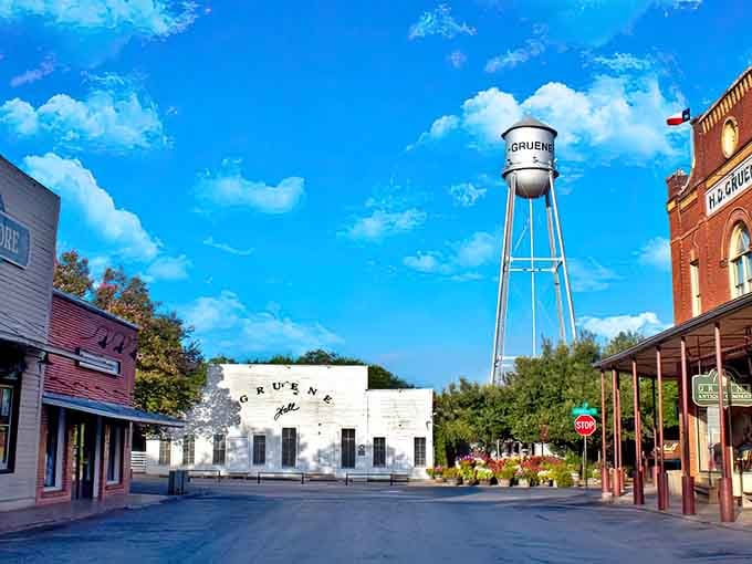 The water tower stands sentinel over streets where German heritage meets small-town Texas hospitality every single day.