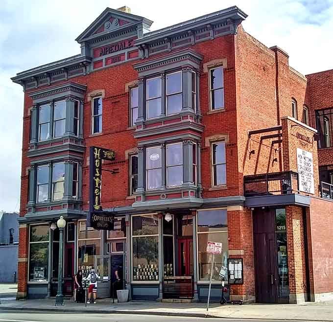 Victorian brick elegance meets modern dining in this beautifully preserved building where music and meals create perfect harmony together.