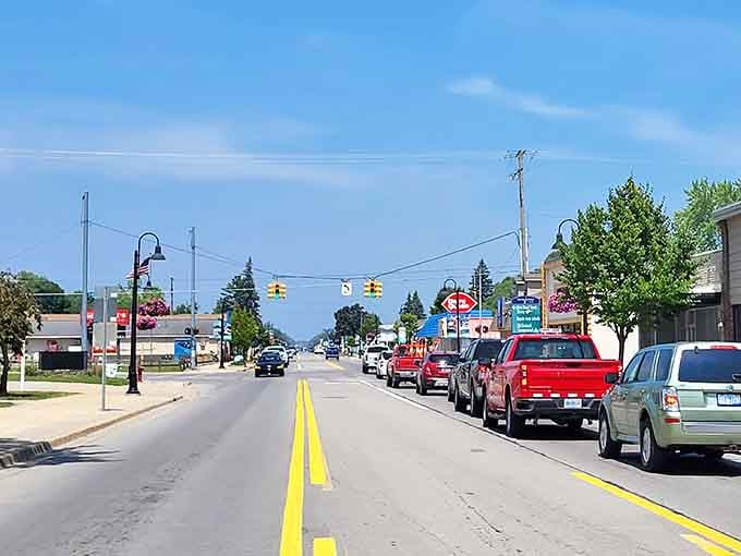 Tree-lined streets and purple blooms create a postcard scene that costs far less than you'd imagine.