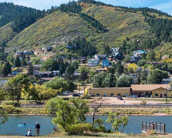 Houses nestle into hillsides above the lake where fishing poles outnumber cell phones on weekends.
