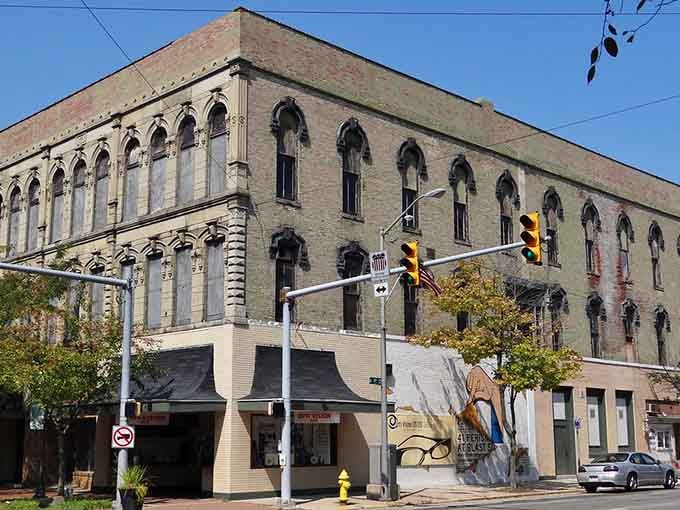 Gothic-style windows march across this weathered beauty like soldiers standing guard over affordable downtown living and history.