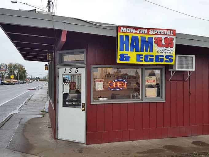 The no-nonsense exterior and straightforward promise of ham and eggs is refreshingly honest in our complicated modern world.
