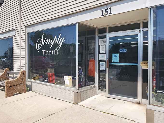 Clean storefront windows reveal the treasures within this small-town gem where big savings await savvy shoppers.
