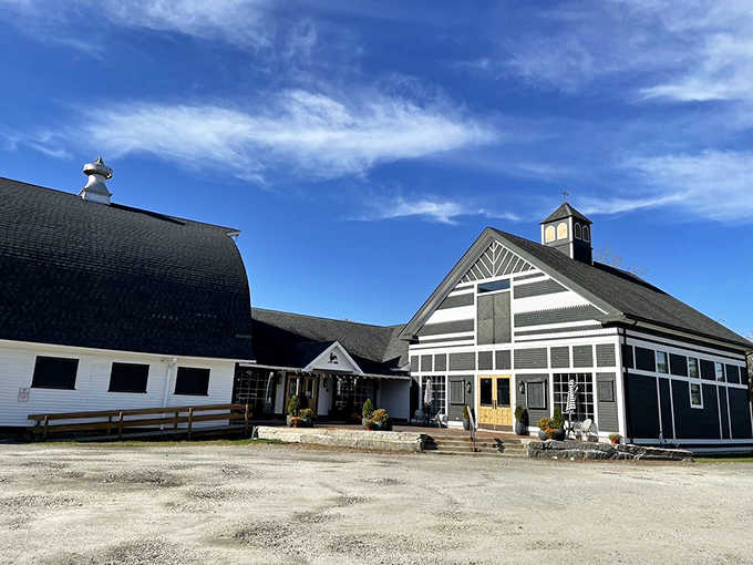 This barn-style building looks like it could house farm equipment, but instead it's packed with furniture finds.