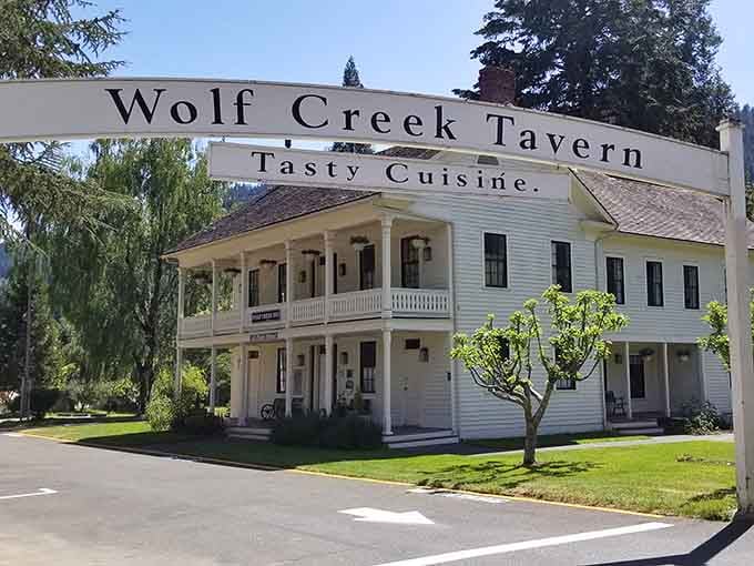 This classic white building with its wraparound porch has been greeting weary travelers since stagecoaches ruled the road.