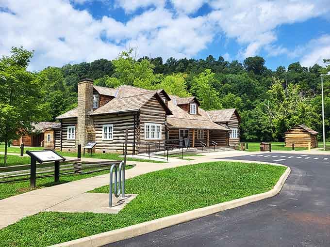 The log cabin birthplace sits protected inside this grand memorial, humble beginnings meeting monumental legacy in perfect harmony.