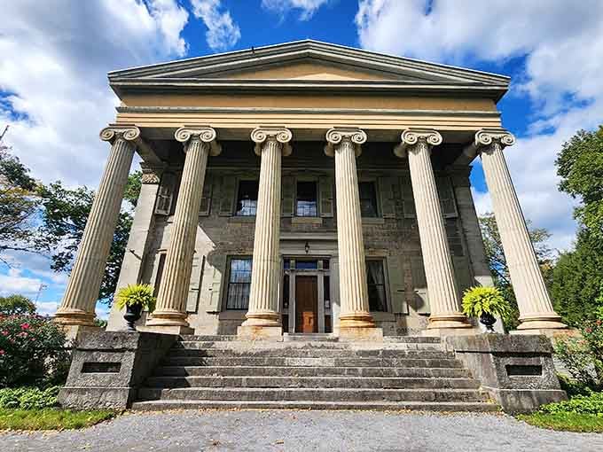 Greek Revival columns stand tall and proud, looking like they're auditioning for a role in a classic Hollywood movie.