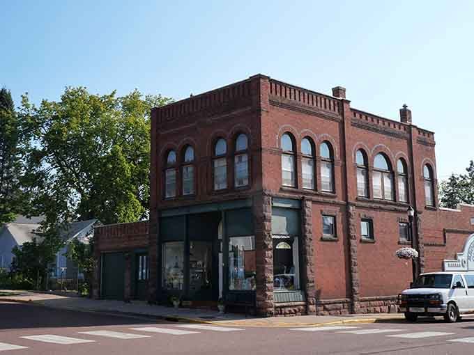 Arched windows on that vintage brick building showcase the craftsmanship that modern construction just can't replicate anymore.