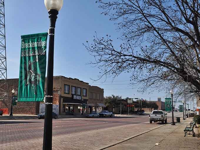 Those green banners aren't just decoration&mdash;they're a town saying "we're proud of who we are" loud and clear.