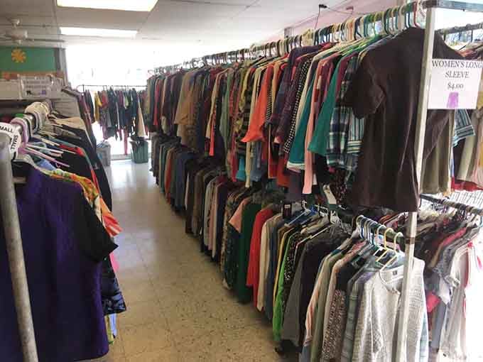 Endless racks overflow with every color imaginable, creating a textile rainbow that would make Joseph jealous of his coat.