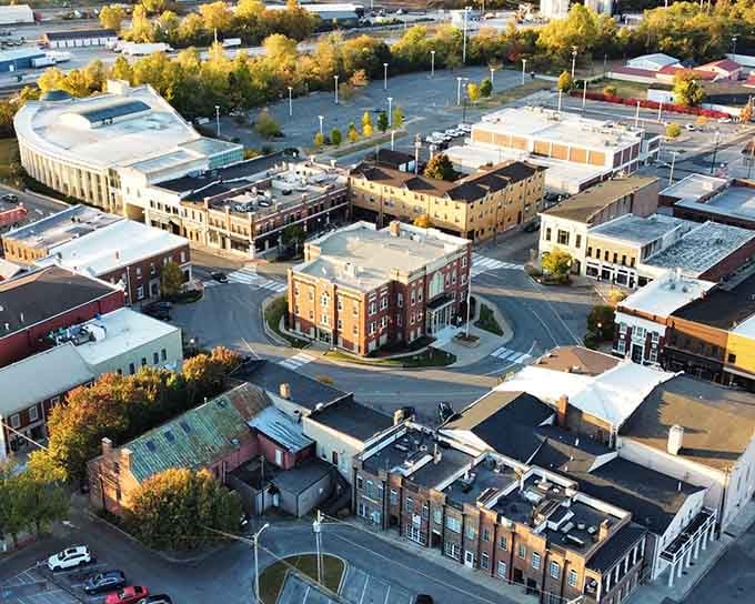 Golden autumn trees frame downtown streets, painting the perfect picture of small-town life done right.