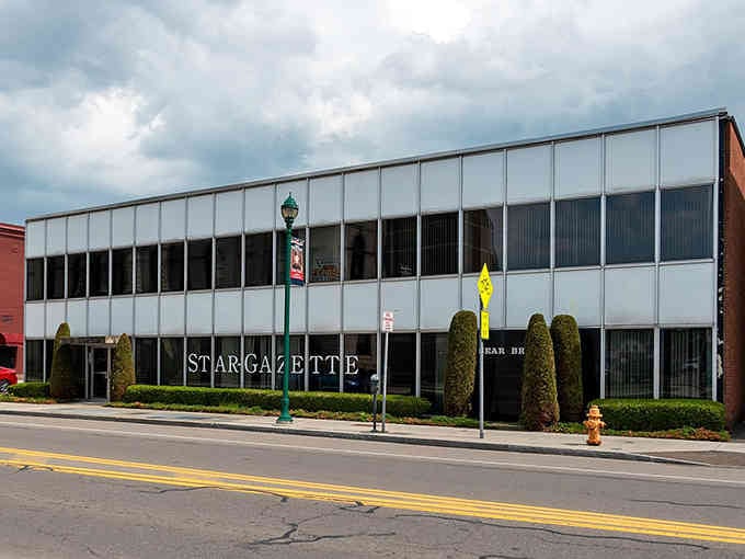 The Stargazette building stands as a testament to Elmira's newspaper heritage, anchoring a downtown where history meets everyday life.