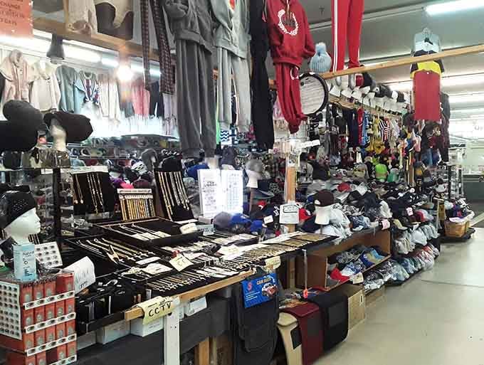 From vintage jewelry to brand-new accessories, this colorful display proves one person's clutter is another's jackpot.