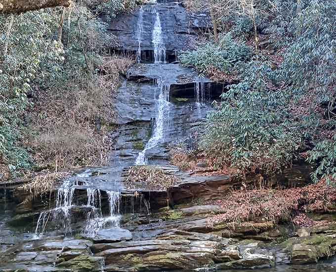 Winter transforms the waterfall into a frozen sculpture garden that Elsa herself would approve of wholeheartedly.