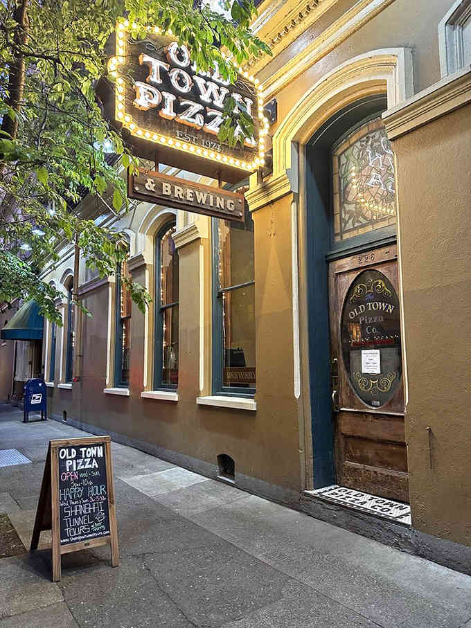 Classic architecture meets modern comfort where those ornate doorways welcome guests into a historic space that's allegedly never really empty.