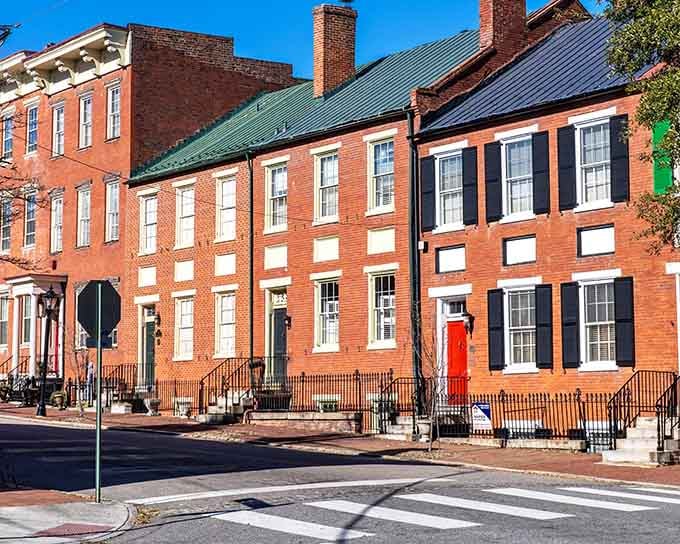 Federal-style rowhouses stand shoulder-to-shoulder like old friends who've been through everything together and stayed put.