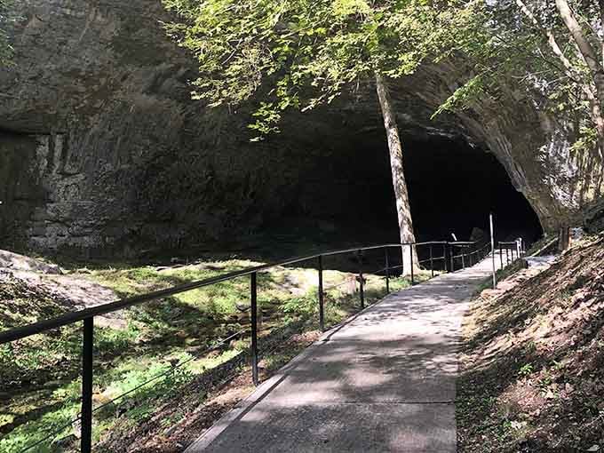 The path leads into darkness and history, where Civil War soldiers once sought shelter in this naturally formed Missouri sanctuary.