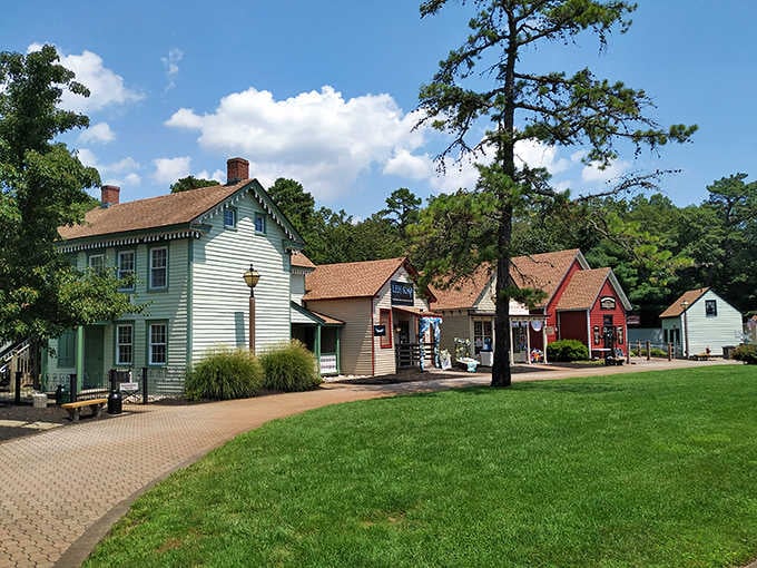 Manicured lawns and vintage structures spread across the grounds, inviting exploration of this carefully preserved historical treasure trove.