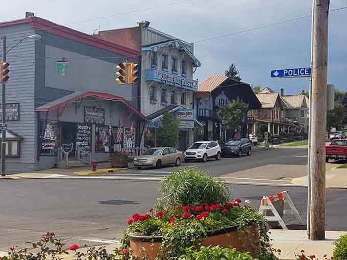 Flower boxes and Swiss-style buildings create charm that doesn't charge you admission just to look around town.