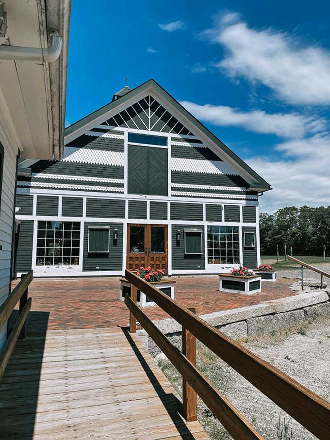 The wooden walkway and flower boxes make this place feel more like a country inn than a thrift store.